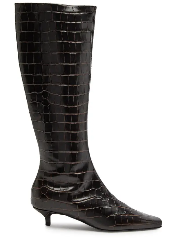 TOTEME Leather Knee-high Boots With Crocodile Effect