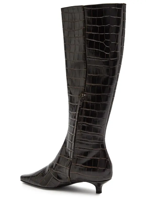 TOTEME Leather Knee-high Boots With Crocodile Effect