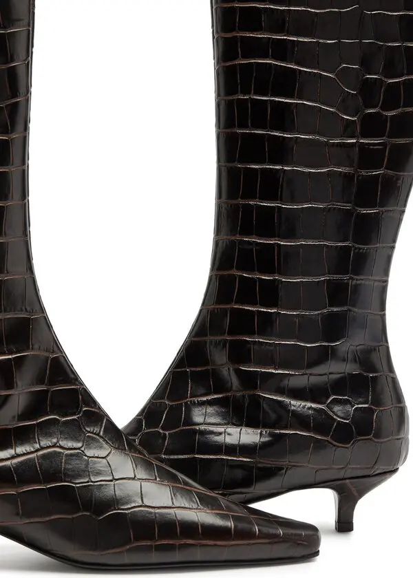 TOTEME Leather Knee-high Boots With Crocodile Effect