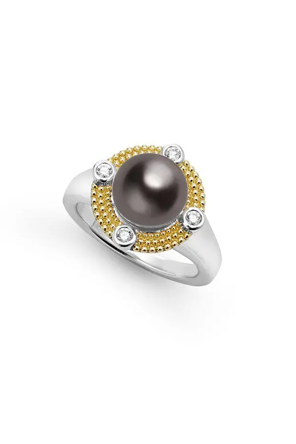 Lagos Luna Tahitian Pearl Diamond Ring - Black
