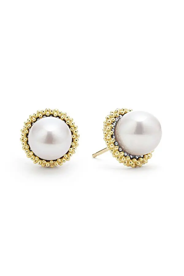 Lagos Luna Pearl Stud Earrings - Gold