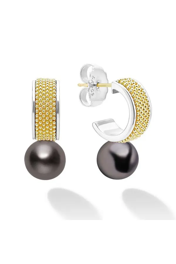 Lagos Luna Pearl Hoop Earrings - Black
