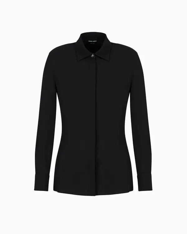 Giorgio Armani Classic Shirt In Organic Silk - Black