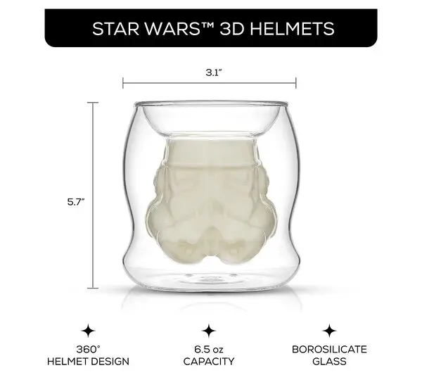 JOYJOLT Star Wars Stormtrooper 3d Double Wall Coffee Gl Ass 6.5 Oz
