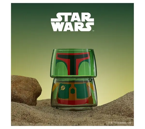 JOYJOLT Star Wars Stackable Boba Fett Stackable Glasses 8 Oz