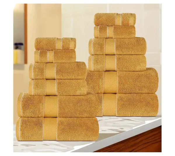 SUPERIOR Niles Egyptian Giza Cotton Ultra-plush 12pc Towel Set - One-color