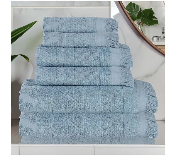 SUPERIOR Rolla Cotton Geometric Jacquard 6 Piec E Towel Set - One-color