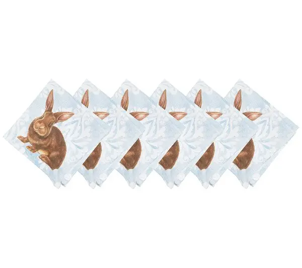 VALERIE PARR HILL Damask Bunny Napkin Set Of 6 Valerie - One-color