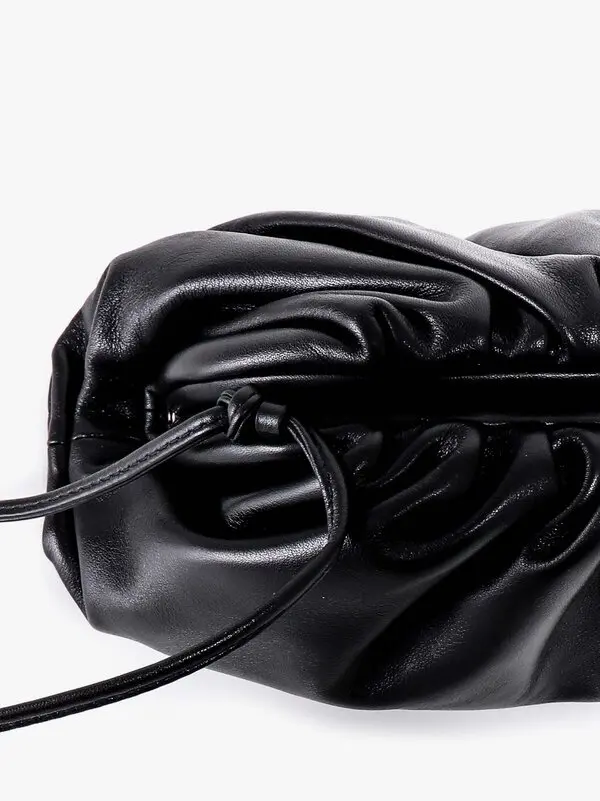 Bottega Veneta Gathered Mini Pouch With Leather Shoulder Strap - Black