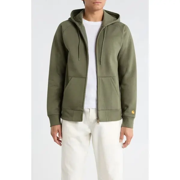 Carhartt Work In Progress Chase Cotton-blend Zip-up Hoodie - Leaf/gold