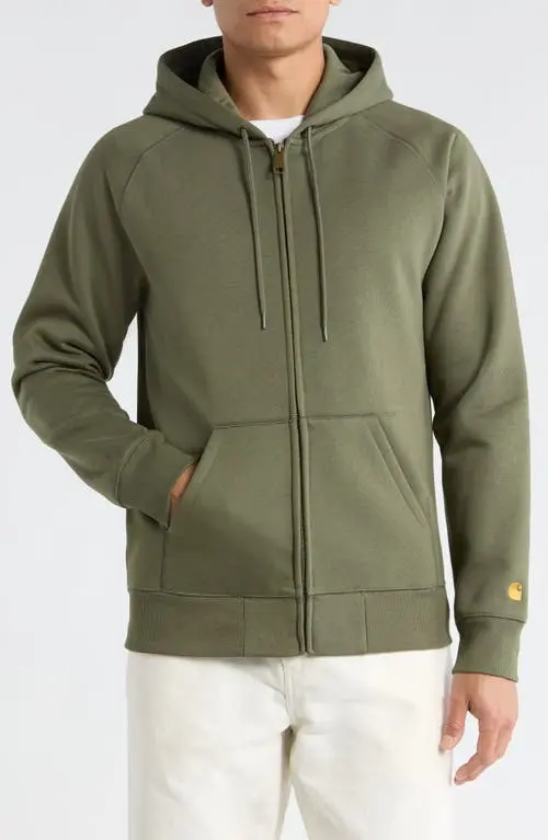 Carhartt Work In Progress Chase Cotton-blend Zip-up Hoodie - Leaf/gold