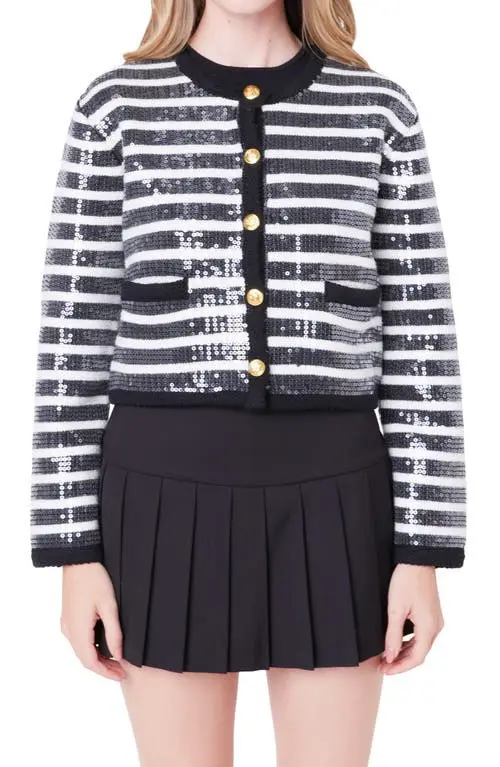English Factory Sequin Stripe Cardigan
