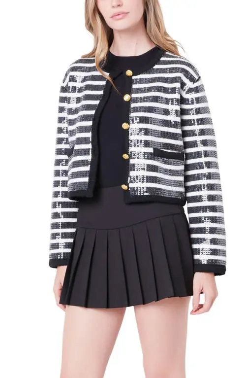 English Factory Sequin Stripe Cardigan