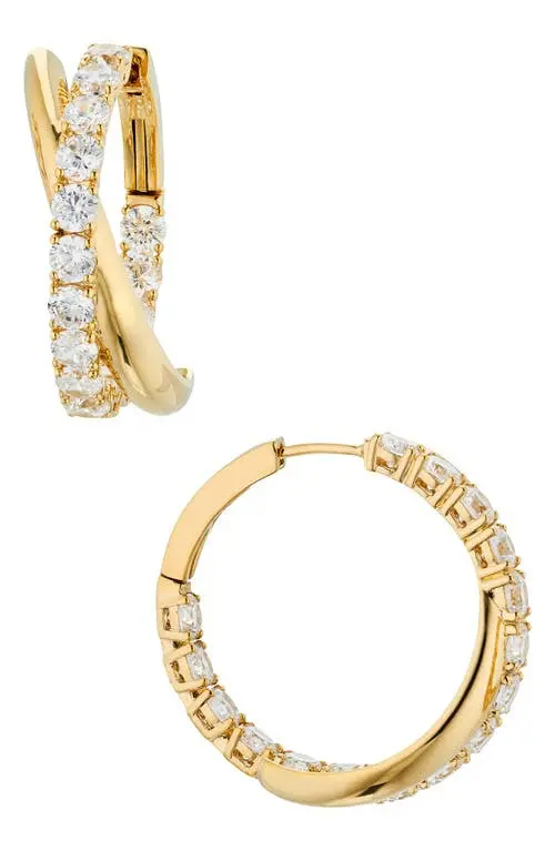 Nadri Twilight Cubic Zirconia Crossover Hoop Earrings - Gold