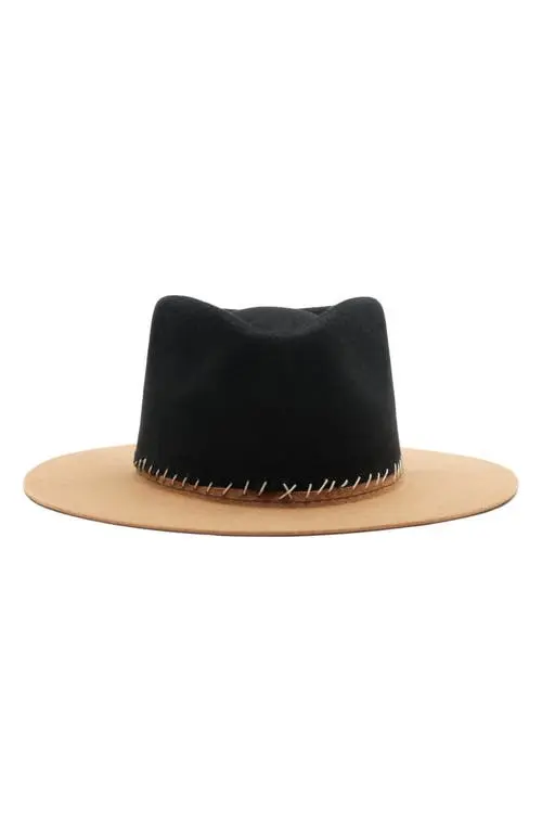 MODERN MONARCHIE Color Block Fedora - Black/ Camel