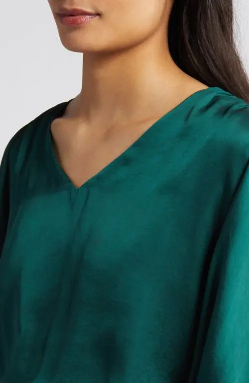 Vince Camuto Smocked Cold Shoulder Satin Top