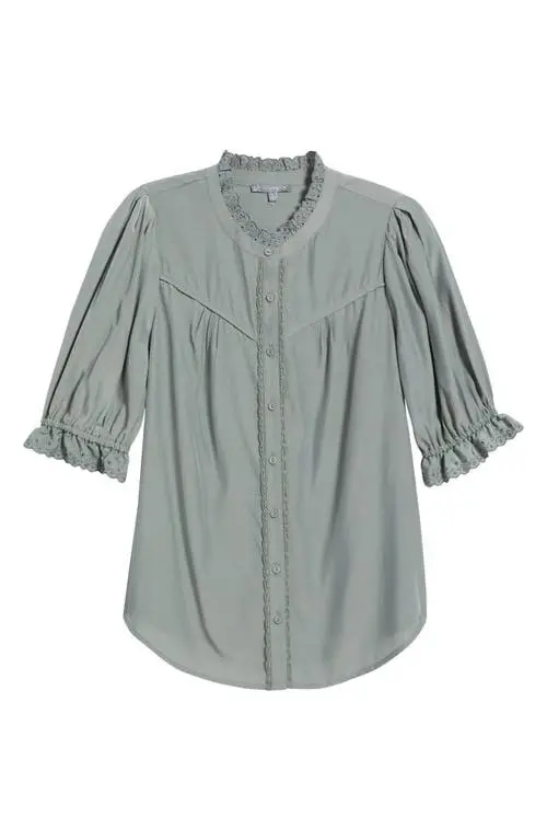 Wit & Wisdom Eyelet Accent Blouse - Deep Seagrass