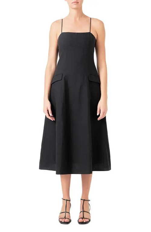 Endless Rose Cotton & Linen Blend Midi Dress