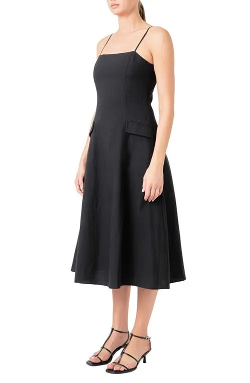 Endless Rose Cotton & Linen Blend Midi Dress