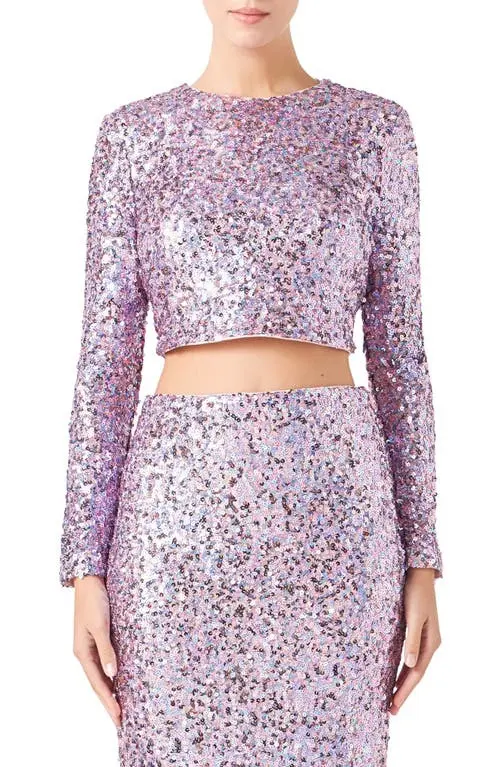 Endless Rose Sequin Crop Top With Open Back - Amethyst
