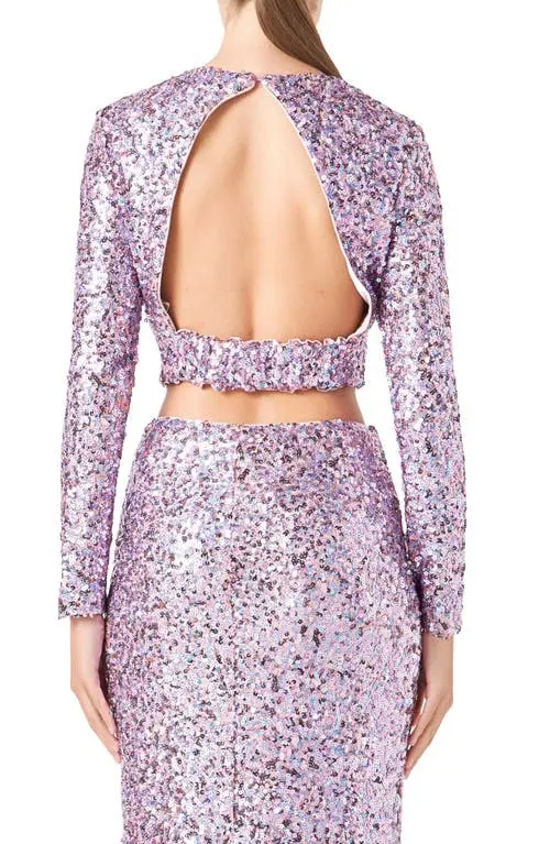 Endless Rose Sequin Crop Top With Open Back