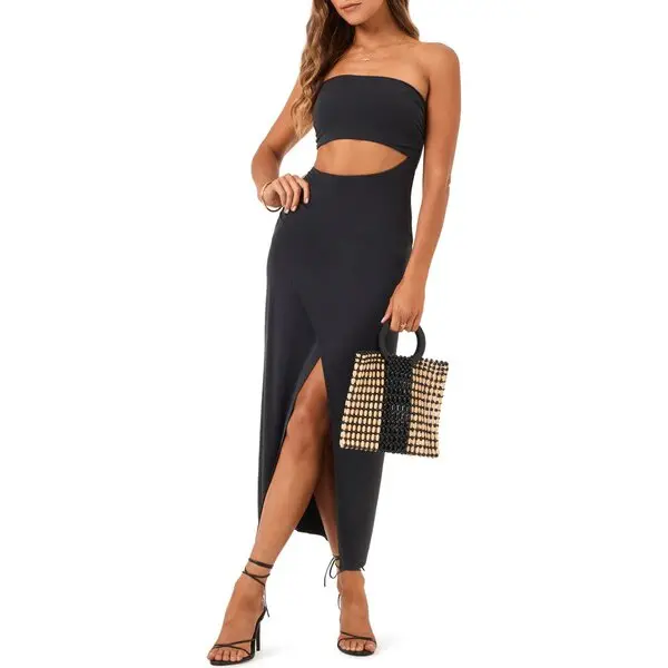 L*Space Corsica Cutout Strapless Cover-up Dress - Black