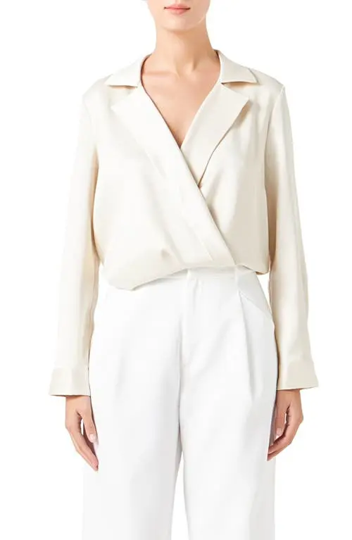 Endless Rose Satin Wrap Shirt - Cream