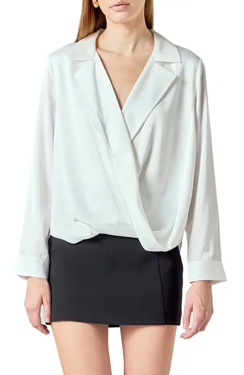 Endless Rose Satin Wrap Shirt - White