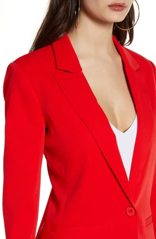 Endless Rose Tailored Single Button Blazer - Red