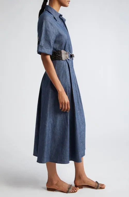 Eleventy Linen Blend Shirt Dress