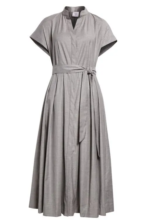 Eleventy Belted Virgin Wool-blend Shirtdress - Melange Light Gray