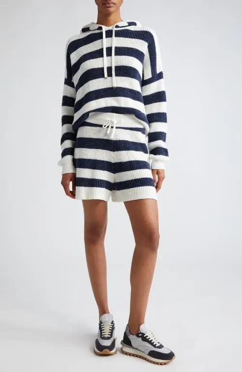 Eleventy Striped Cotton And Linen-blend Sweater Shorts