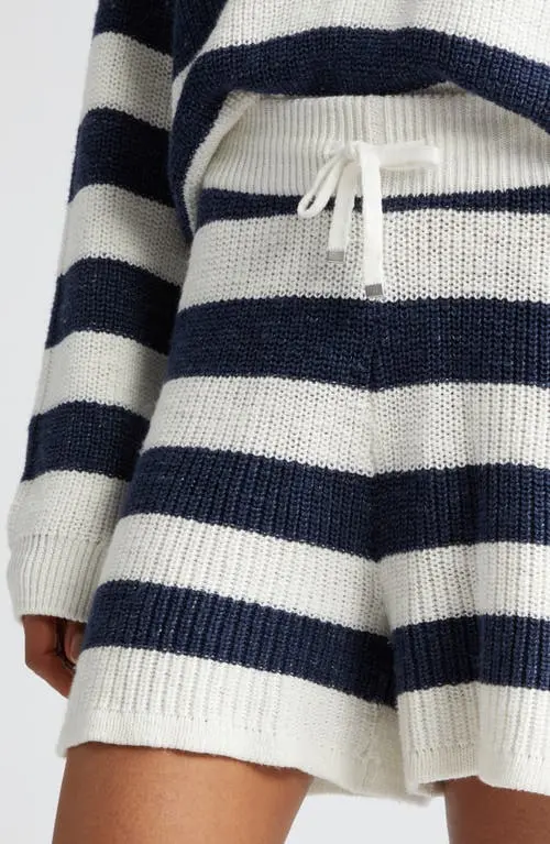 Eleventy Striped Cotton And Linen-blend Sweater Shorts