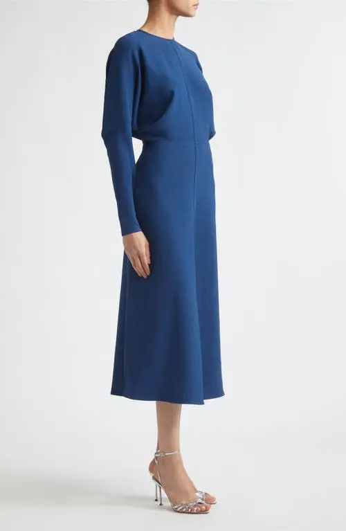 Victoria Beckham Dolman Sleeve Cady Midi Dress - Dark Ocean