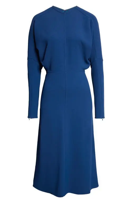 Victoria Beckham Dolman Sleeve Cady Midi Dress - Dark Ocean
