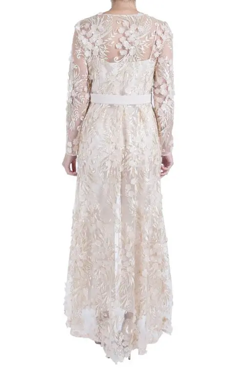 Julia Jordan Floral Lace Long Sleeve Maxi Jumpsuit In Champagne - 35% Off |  Editorialist