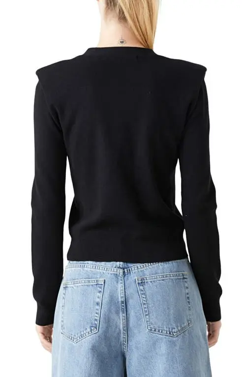 GREY LAB Padded Shoulder V-neck Cardigan - Black