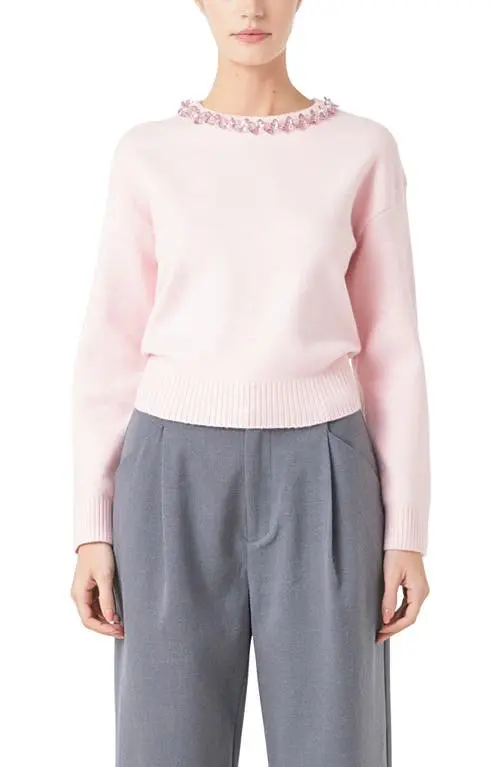 Endless Rose Embellished Crewneck Sweater