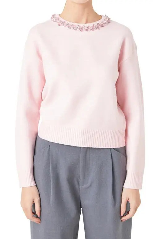 Endless Rose Embellished Crewneck Sweater