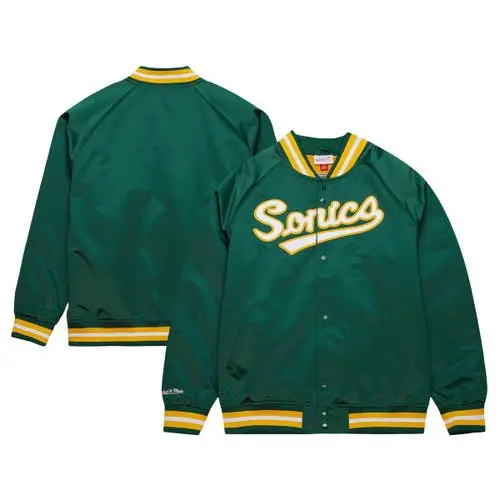 Mitchell & Ness Seattle Supersonics Hardwood Classics Throwback Wordmark Raglan Full-snap Jacket - Green