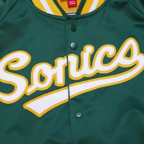 Mitchell & Ness Seattle Supersonics Hardwood Classics Throwback Wordmark Raglan Full-snap Jacket