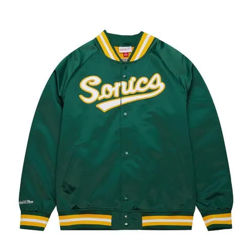 Mitchell & Ness Seattle Supersonics Hardwood Classics Throwback Wordmark Raglan Full-snap Jacket