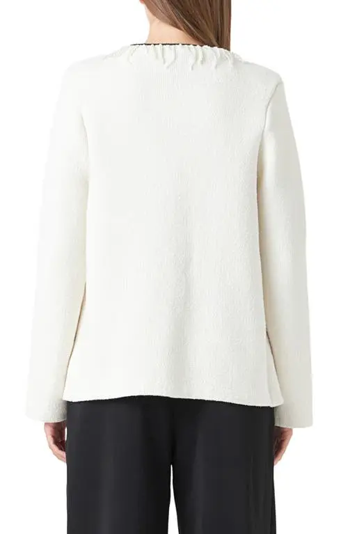 Endless Rose Imitation Pearl Trim Cardigan