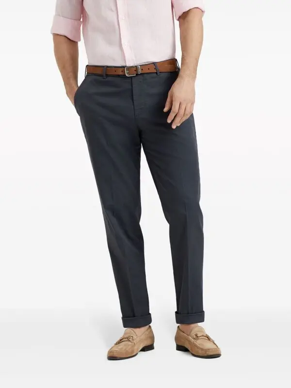 Brunello Cucinelli Straight-leg Cotton-blend Trousers - Blue