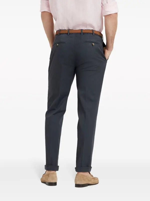 Brunello Cucinelli Straight-leg Cotton-blend Trousers - Blue