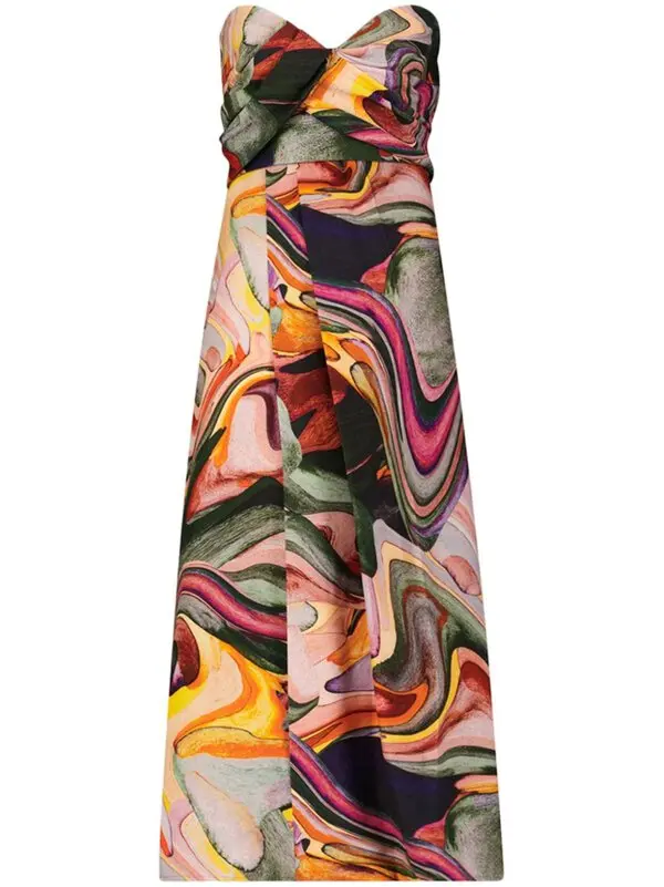 Mara Hoffman Yara Abstract-print Midi Dress - Green