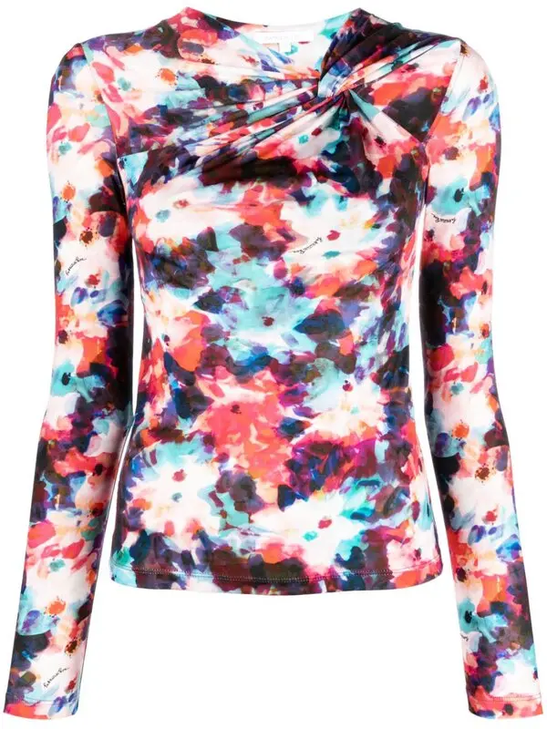 Patrizia Pepe Hybrid Flower-print Jersey Top - Blue