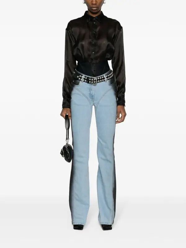 MUGLER Semi-sheer Silk Bodysuit