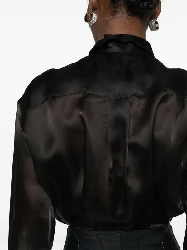 MUGLER Semi-sheer Silk Bodysuit