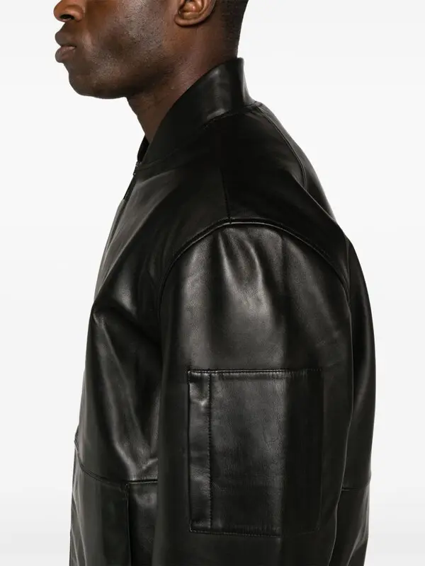 Calvin Klein Zip-up Leather Bomber Jacket